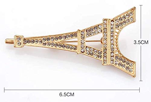 France - Paris Eiffel Tower Gold Plated Alloy Zinc Crystal Brooch