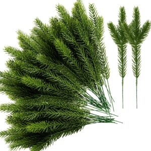 alpurple 45 packs artificial pine needles branches garland-10.2x2.5 inch green plants pine needles,fake greenery pine picks for diy garland wreath christmas embellishing and home garden decoration