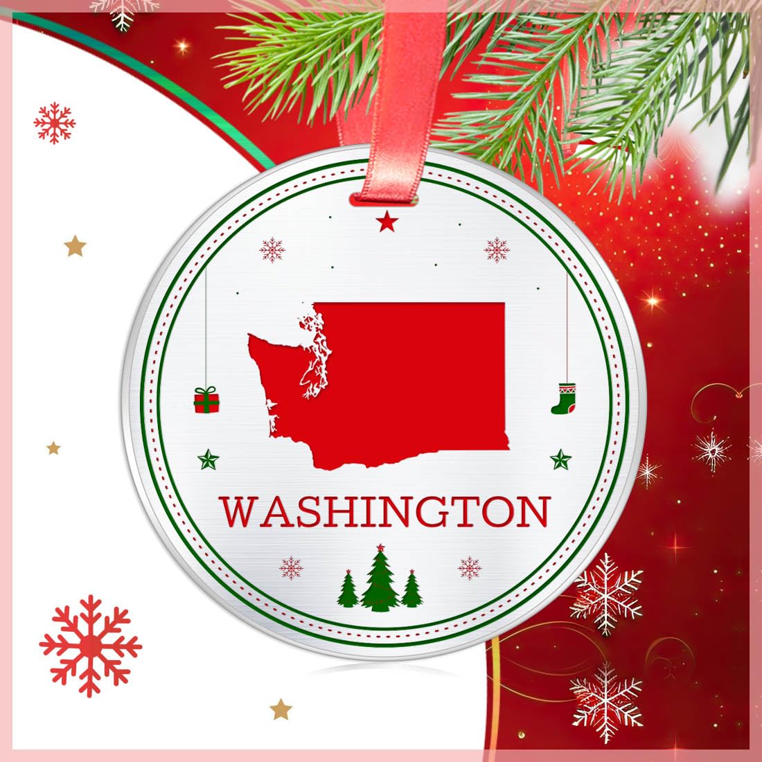 Elegant Chef Washington State Christmas Ornament- Tree Hanging WA Lover Christmas Decorations