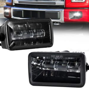 tugwuetlwu upgraded led fog lights compatible w/ford f150 2015-2020 super duty, rectangular bumper truck driving lamp set assembly kit - black [dot approved] [plug n play][waterproof]