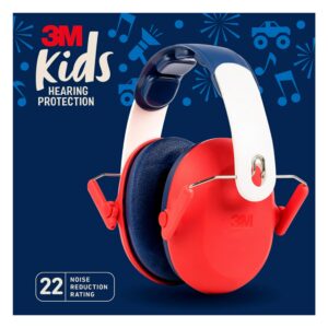 3m kids hearing protection, noise reduction rating (nrr) 22 db, ear muffs for children, adjustable headband, studying, quiet, concerts, events, fireworks, for indoor & outdoor use, red (pkidsb-red)