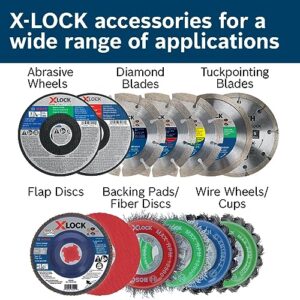 BOSCH MGX0450 4-1/2 In. X-LOCK Backing Pad with X-LOCK Clip - Medium Hardness, Use with Fiber Discs, for Applications in Metal Surface Finishing, Weld Blending, Rust Removal, Black