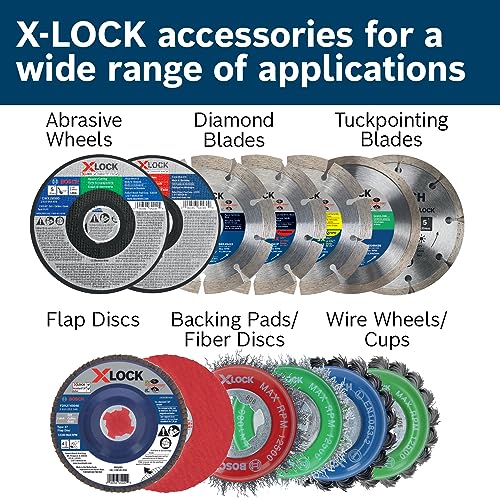 BOSCH MGX0450 4-1/2 In. X-LOCK Backing Pad with X-LOCK Clip - Medium Hardness, Use with Fiber Discs, for Applications in Metal Surface Finishing, Weld Blending, Rust Removal, Black