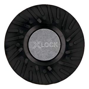 BOSCH MGX0450 4-1/2 In. X-LOCK Backing Pad with X-LOCK Clip - Medium Hardness, Use with Fiber Discs, for Applications in Metal Surface Finishing, Weld Blending, Rust Removal, Black