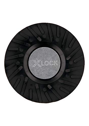 BOSCH MGX0450 4-1/2 In. X-LOCK Backing Pad with X-LOCK Clip - Medium Hardness, Use with Fiber Discs, for Applications in Metal Surface Finishing, Weld Blending, Rust Removal, Black