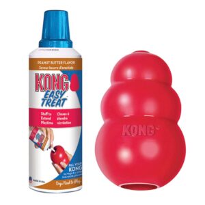 kong - classic dog toys with easy treat peanut butter dog treats, 8 ounce - for large dogs