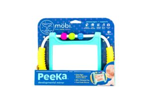 mobi peeka tummy time mirror - baby essentials for your baby - tummy time mat - baby toy 0-6 months - shatterproof mirror for baby bpa + phthalate free food grade silicone - baby mirror tummy time toy