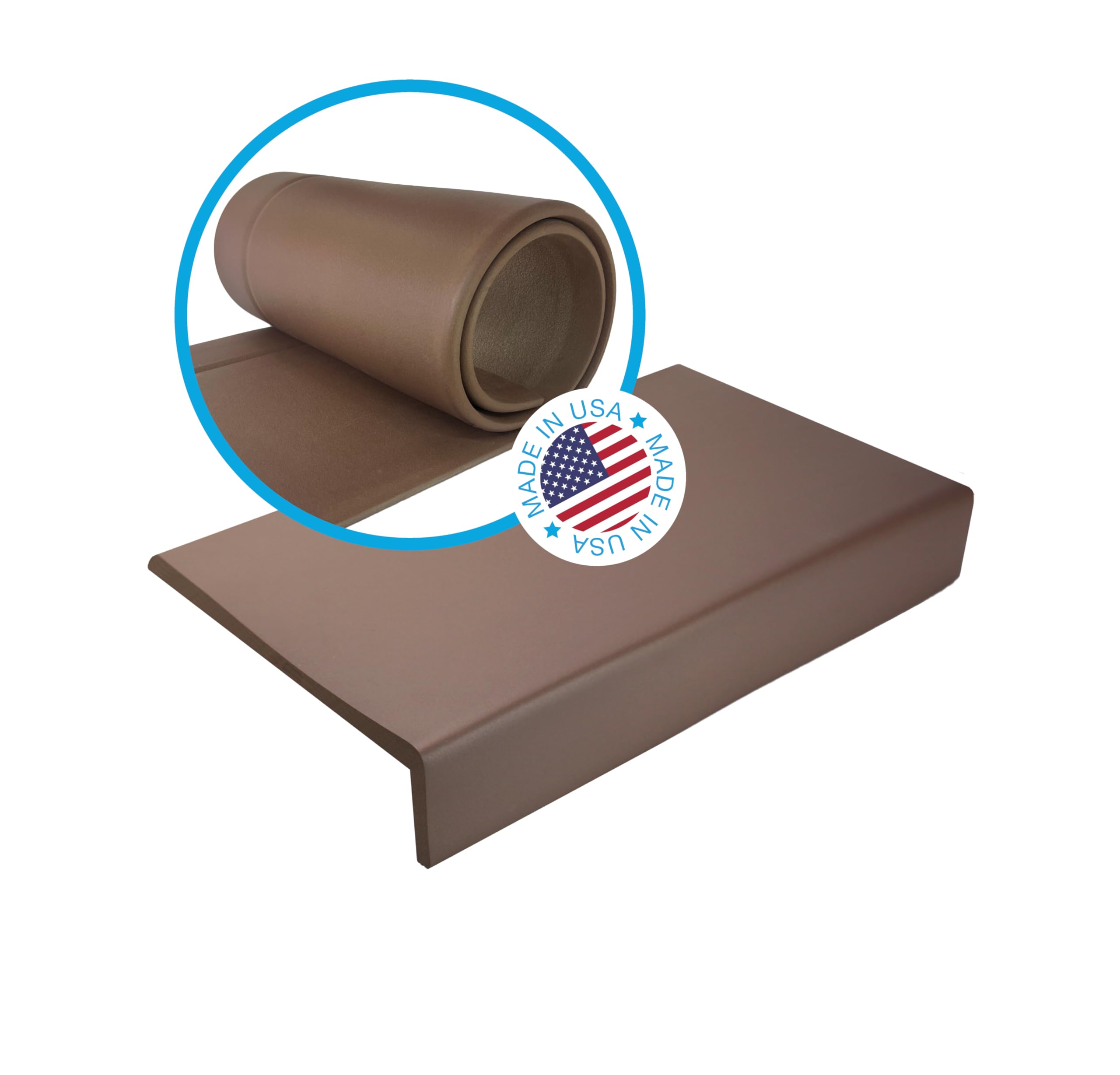 Kidkusion Soft Seat Edge Cushion | Made in USA | 108" | Brown | Fireplace Cushion and Hearth Pad