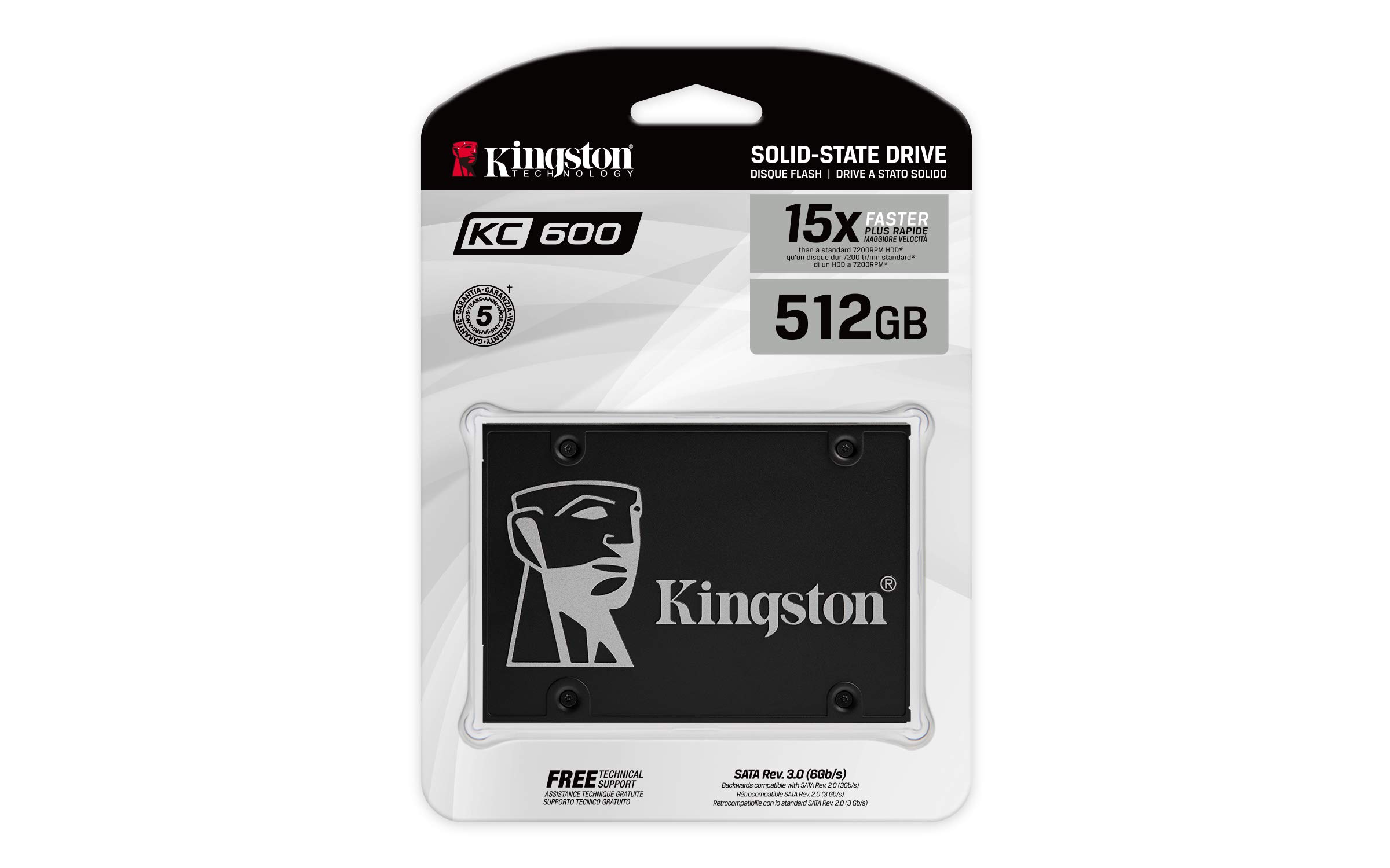 Kingston KC600 512GB 2.5 Inch SATA3 Solid State Drive (3D TLC), Model: SKC600/512G