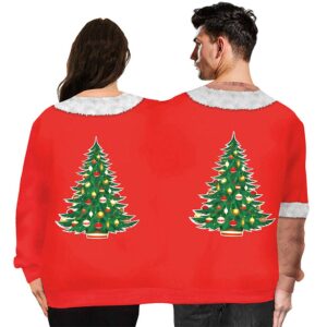 GRACIN Men's and Women's Two Person Ugly Christmas Sweater- 3D Printed Couple Sweatshirt Adult Jumper Red(S/M, Red)