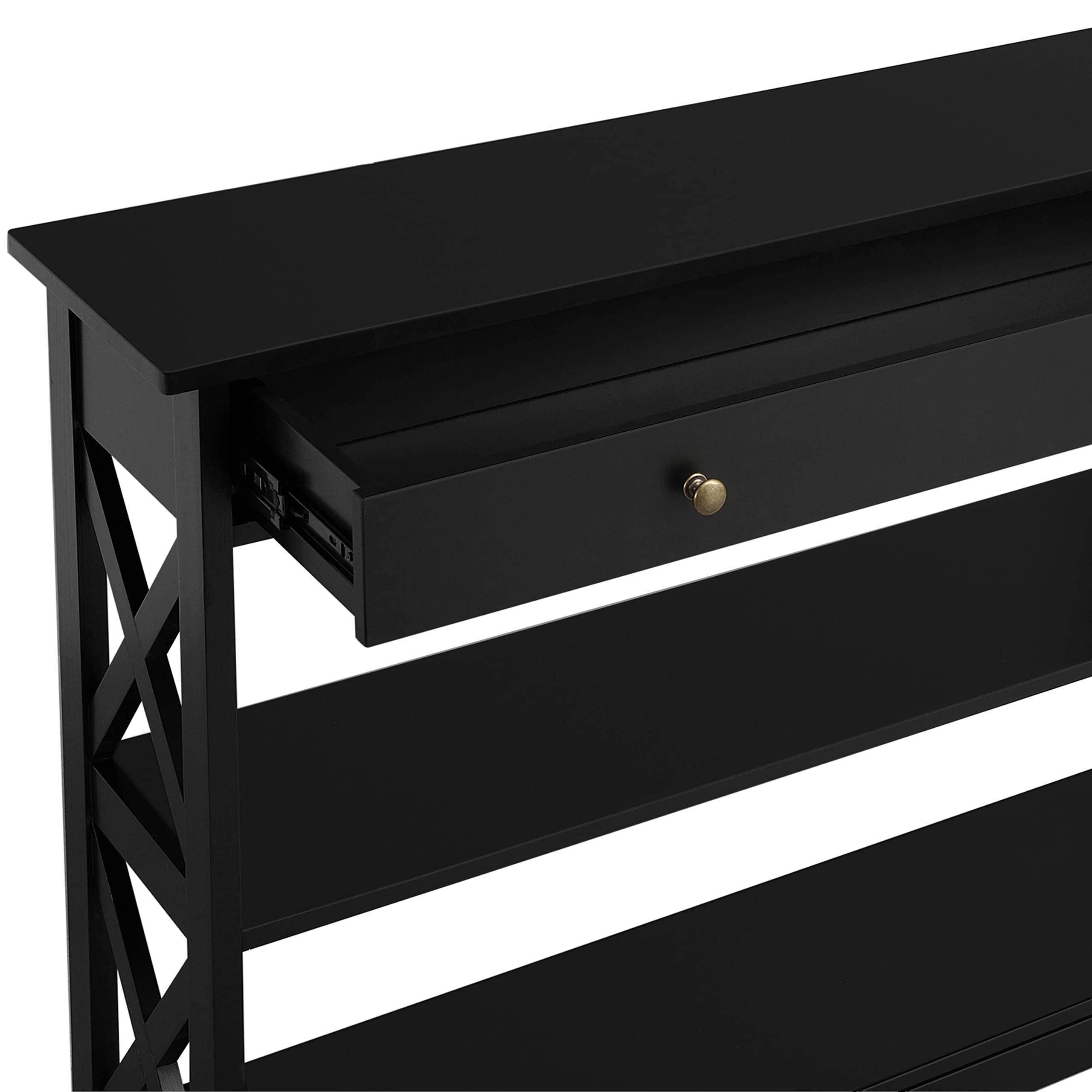 Yaheetech TV Stand, Entertainment Center with Drawer, 39.5" Media Console Table for TV with 2 Open Shelves for Bedroom, Living Room, Entryway, Black