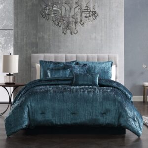 riverbrook home turin comforter set, king, blue, 7 piece set