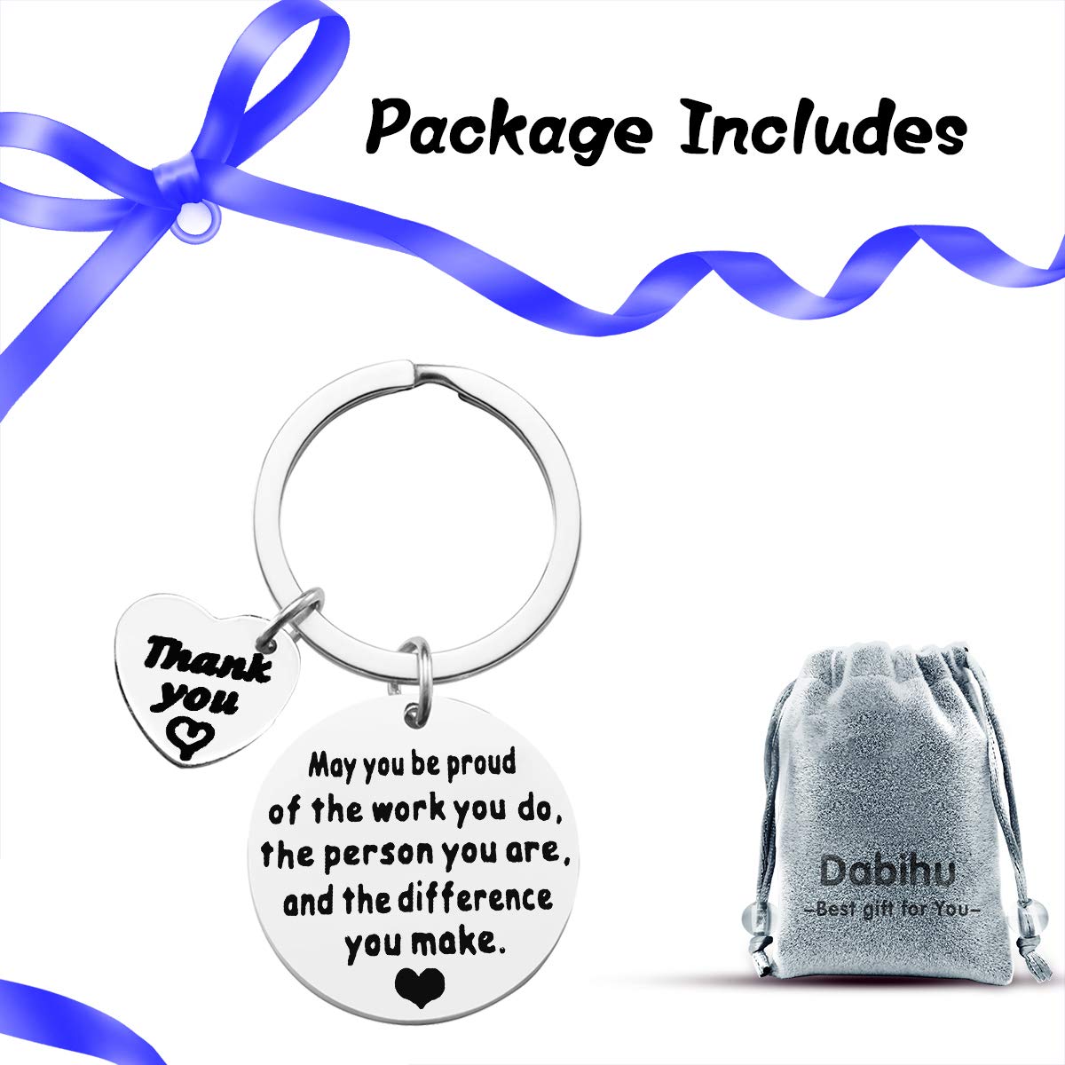 Dabihu Thank You Gift Appreciation Jewelry Make A Difference Keychain Gift for Volunteer Appreciation Coach Mentor,Employee Gift,Social Worker Gift,Teacher Keyring