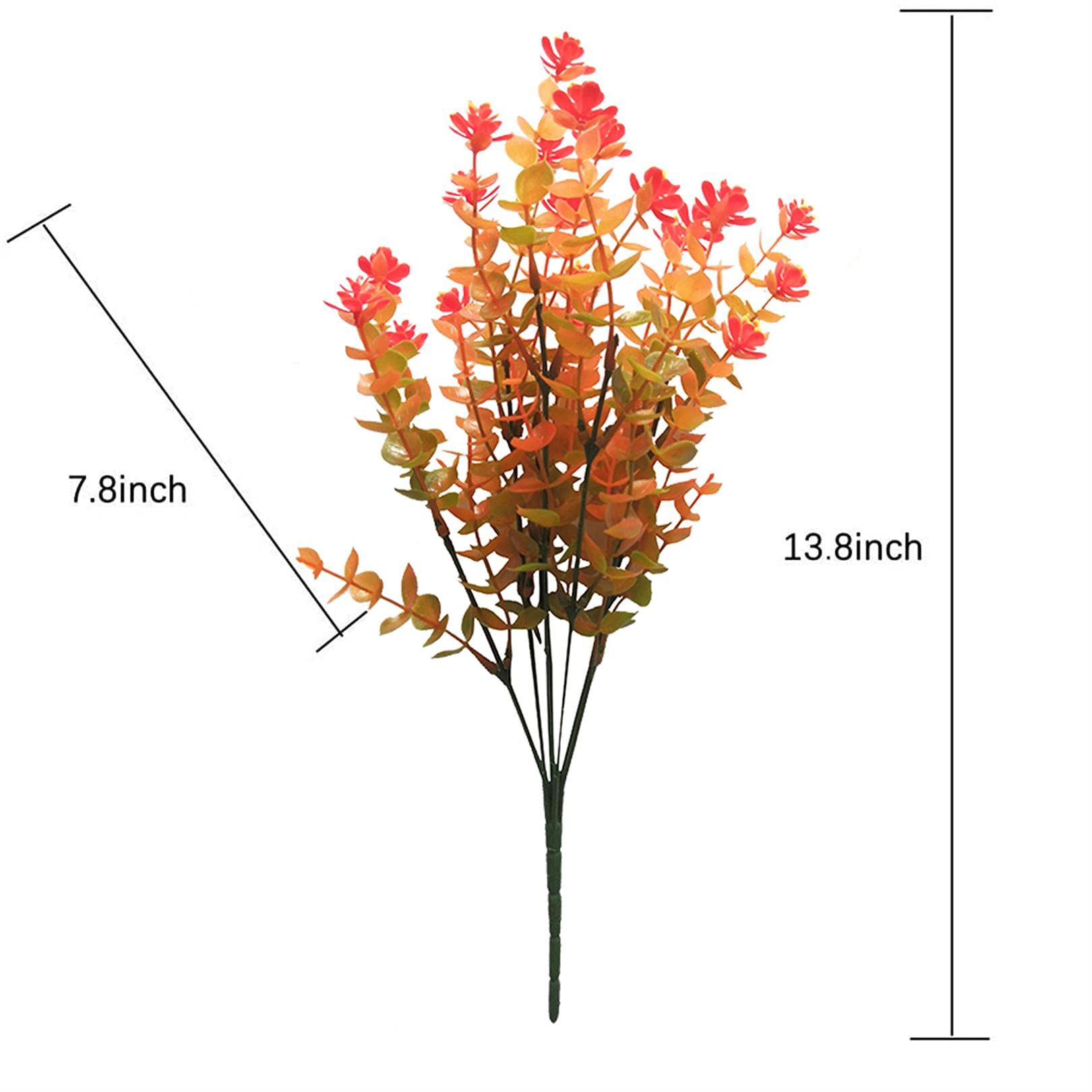 8 Pack Fall Artificial Flowers Outdoors No Fade Autumn Faux Plants Outside, UV Resistant Indoor Fake Hanging Greenery Shrubs for Wedding Window Box Thanksgiving Christmas Home Decoration (Fall Orange)