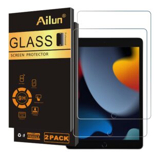 ailun screen protector for ipad 9th 8th 7th generation (10.2 inch, ipad 9/8/7, 2021&2020&2019) tempered glass/apple pencil compatible [2 pack]