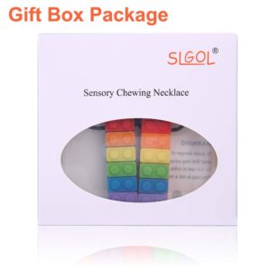 SLGOL Chew Necklace, Sensory Chew Necklace Bundle for Kids with ADHD, Teething, Autism, Biting Needs, Oral Motor Chewy Stick, Silicone Chewy for Boys&Girls, Made from Food Grade Silicone Safety(2 PCS)