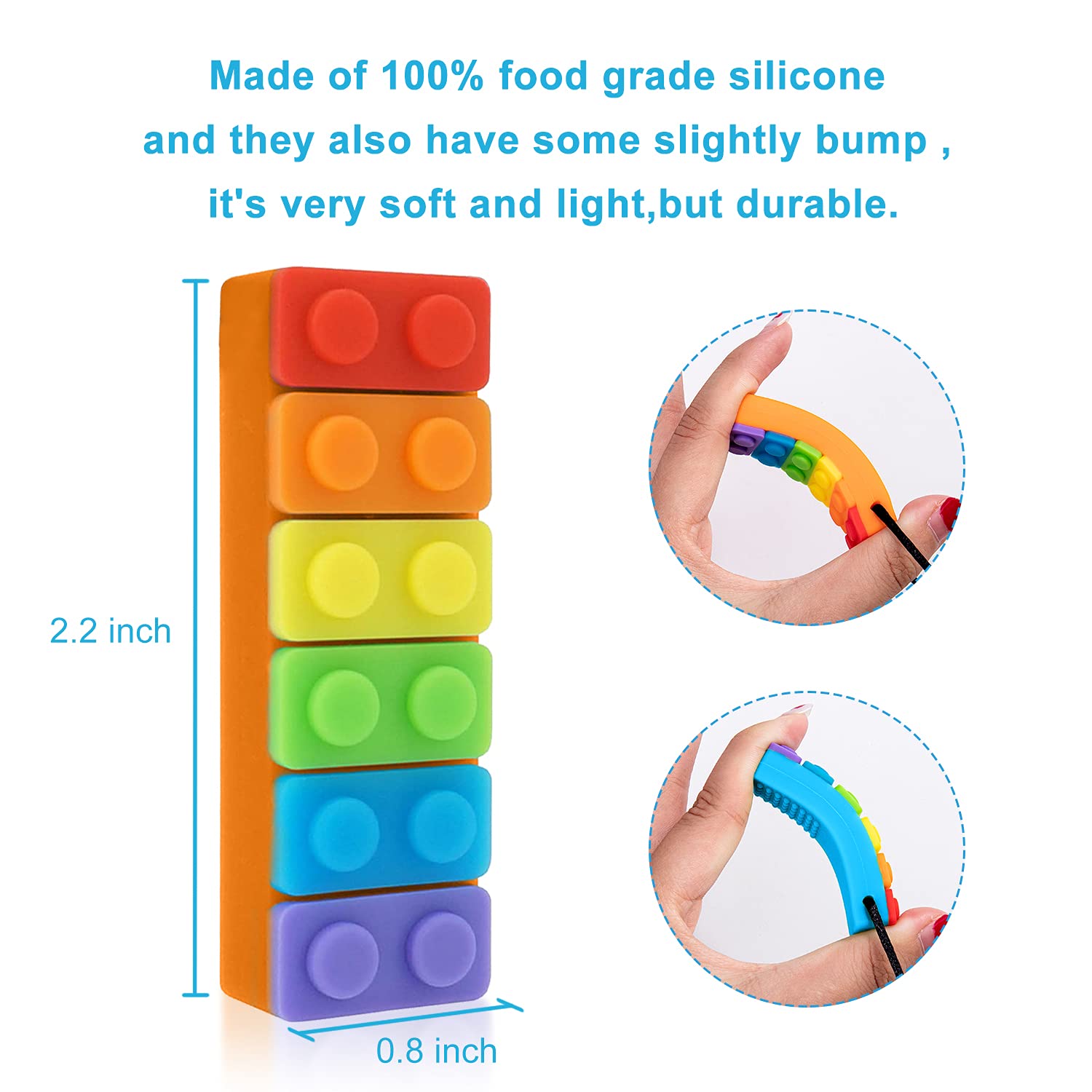 SLGOL Chew Necklace, Sensory Chew Necklace Bundle for Kids with ADHD, Teething, Autism, Biting Needs, Oral Motor Chewy Stick, Silicone Chewy for Boys&Girls, Made from Food Grade Silicone Safety(2 PCS)