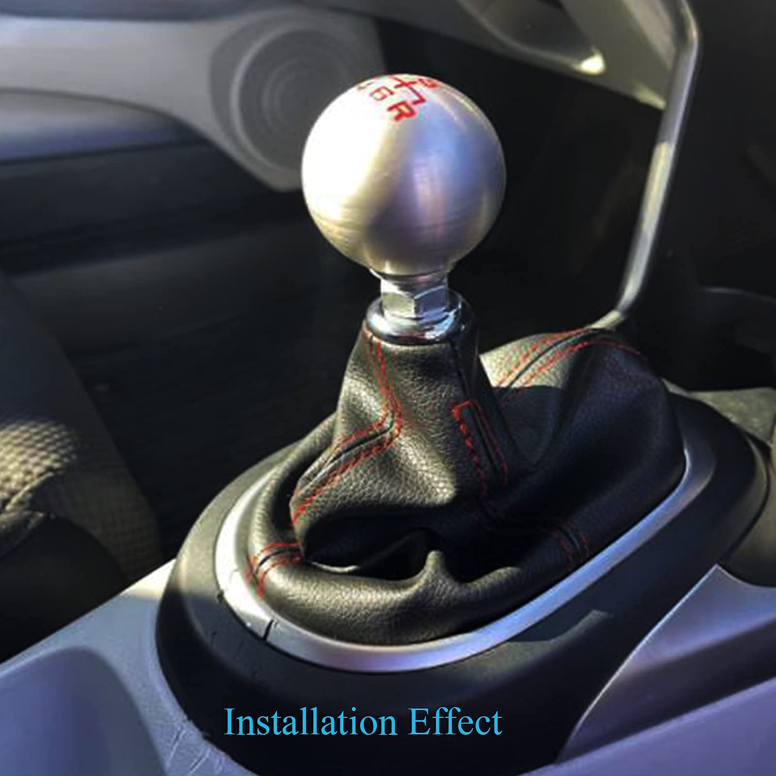 LIHNGAUTO Universal Auto Manual Gear Shift Knob Boot Dust Cover，Made of Black Pu Leather with Red Seams and Blue Seams (Blue)