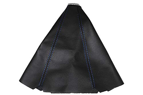 LIHNGAUTO Universal Auto Manual Gear Shift Knob Boot Dust Cover，Made of Black Pu Leather with Red Seams and Blue Seams (Blue)