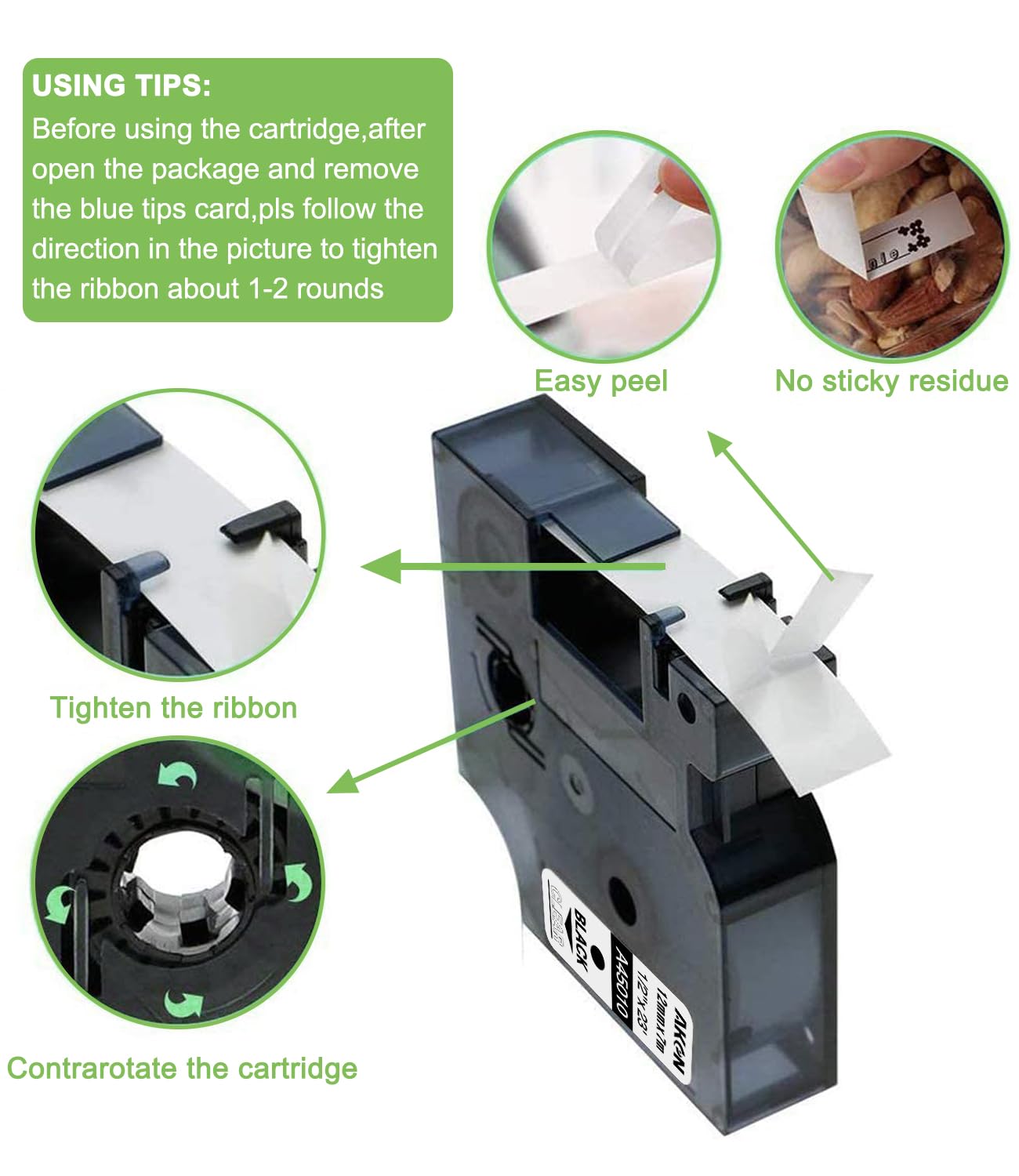 5-Pack a45013 Compatible Dymo Label Maker Refills Dymo D1 Label Tape 45013 S0720530 Dymo d1 Labels, Black on White,1/2 Inch x 23Feet, for DYMO LabelManager 160 210D 260P 280 360D 420P 450D COLORPOP