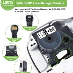 5-Pack a45013 Compatible Dymo Label Maker Refills Dymo D1 Label Tape 45013 S0720530 Dymo d1 Labels, Black on White,1/2 Inch x 23Feet, for DYMO LabelManager 160 210D 260P 280 360D 420P 450D COLORPOP