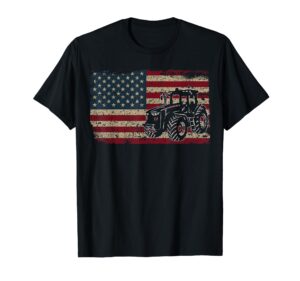 farm tractors usa flag patriotic farming gift t-shirt