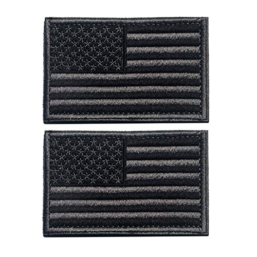 American Flag Patch, Tactical Military Flag Patches, American Military Flag Emblem Patch. (Black Gray)