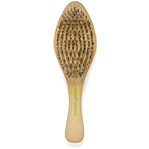 GranNaturals Extra Hard Wave Brush - Curved Boar & Extra Hard Nylon Bristle Hair Brush for 360 Waves