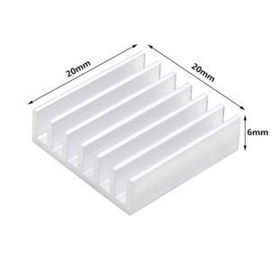 20pcs Aluminum Heatsink 20x20x6mm / 0.79x0.79x0.24 inches with Thermal Conductive Adhesive Tape for Electronic Chip MOS IC Diode Triode Cooling Heat Dissipation