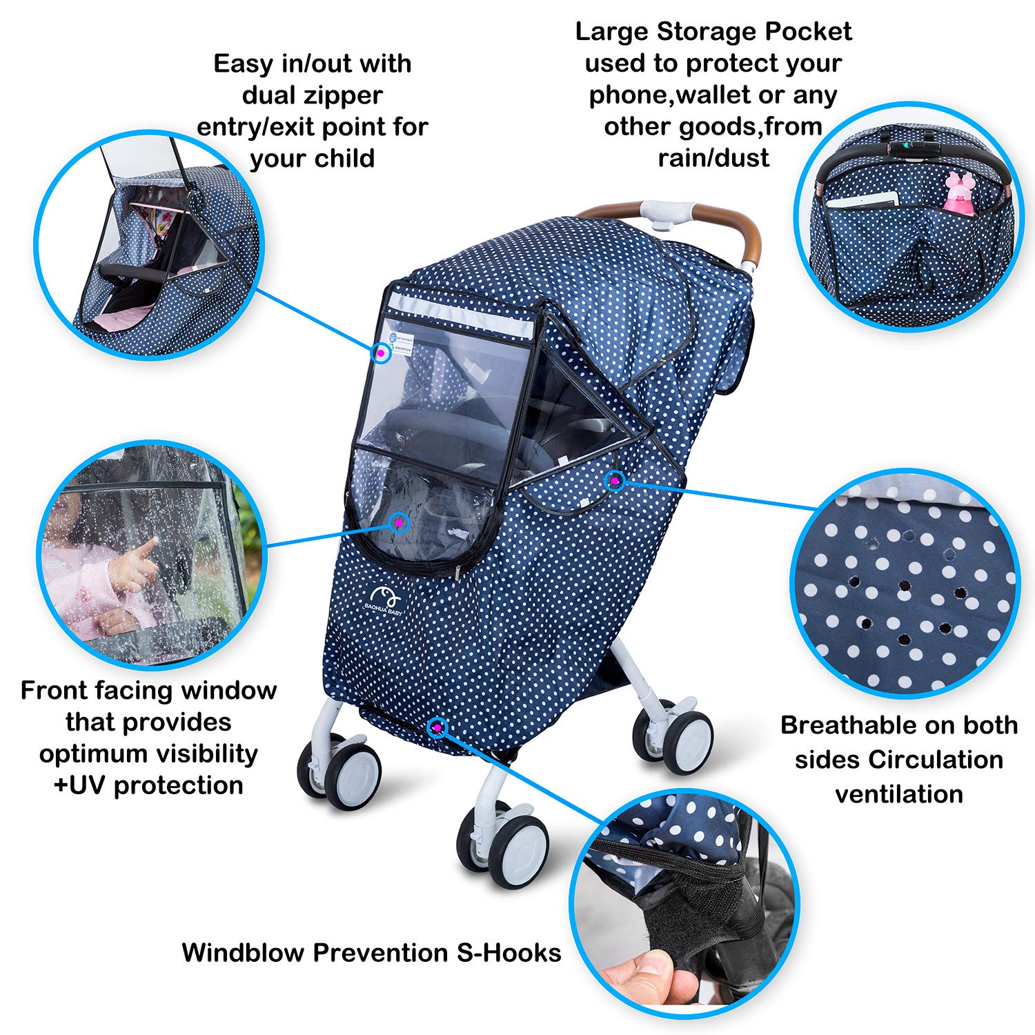 Stroller Rain Cover,Stroller Cover for Winter,Universal Stroller Accessory,Waterproof,Windproof,Breathable,Protect from Rain Wind Snow,Cold,Baby Travel Weather Shield