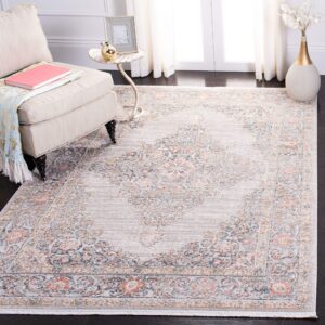 safavieh shivan collection 5'3" x 7'6" grey / rose shv726f shabby chic medallion distressed non-shedding living room bedroom dining home office area rug