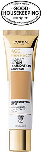 L'Oreal Paris Age Perfect Radiant Serum Foundation with SPF 50, Honey Rose, 1 fl. oz.