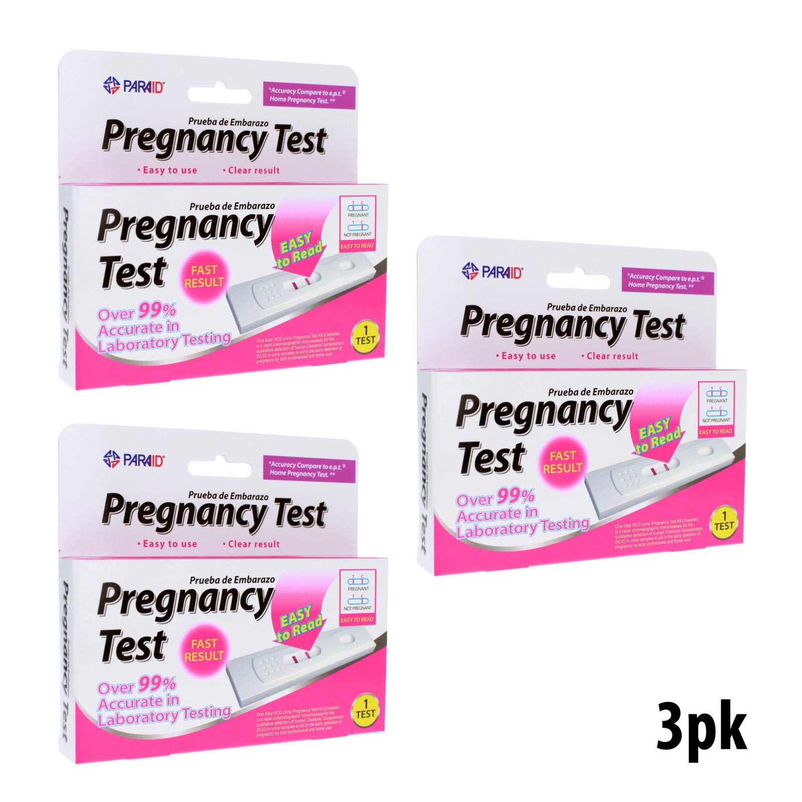 Paraid Home Pregnancy Test Kit Clear Fast Results 3 Pack