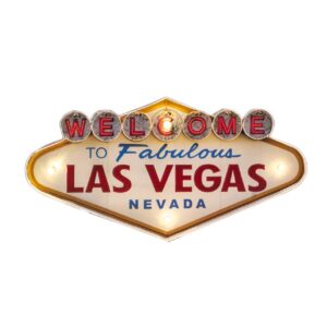 bey-berk welcome to las vegas led lit metal wall décor