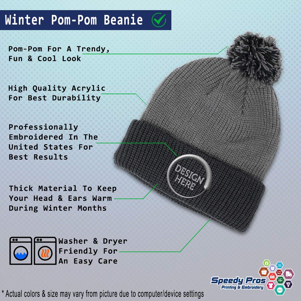 Pom Pom Beanies for Women Official Dog Walker E Embroidery Skull Cap Footprint Funny Winter Hats for Men Acrylic 1 Size Grey Black Design Only