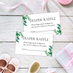 50 Pack Greenery Diaper Raffle Tickets for Baby Shower, Baby Shower Invitations Insert Cards, Bring a Pack of Diapers to Win Favors, Baby Shower Games.