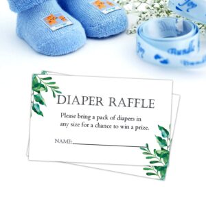 50 Pack Greenery Diaper Raffle Tickets for Baby Shower, Baby Shower Invitations Insert Cards, Bring a Pack of Diapers to Win Favors, Baby Shower Games.