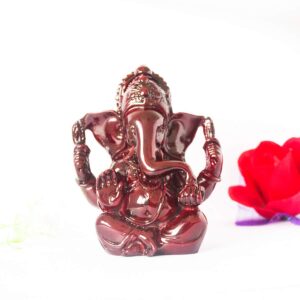 Addune Hindu God Lord Ganesha Idol Statue Indian Elephant Buddha Ganesh Sculpture Blessing Home Pooja Diwali Decor Good Luck (Dark Red)