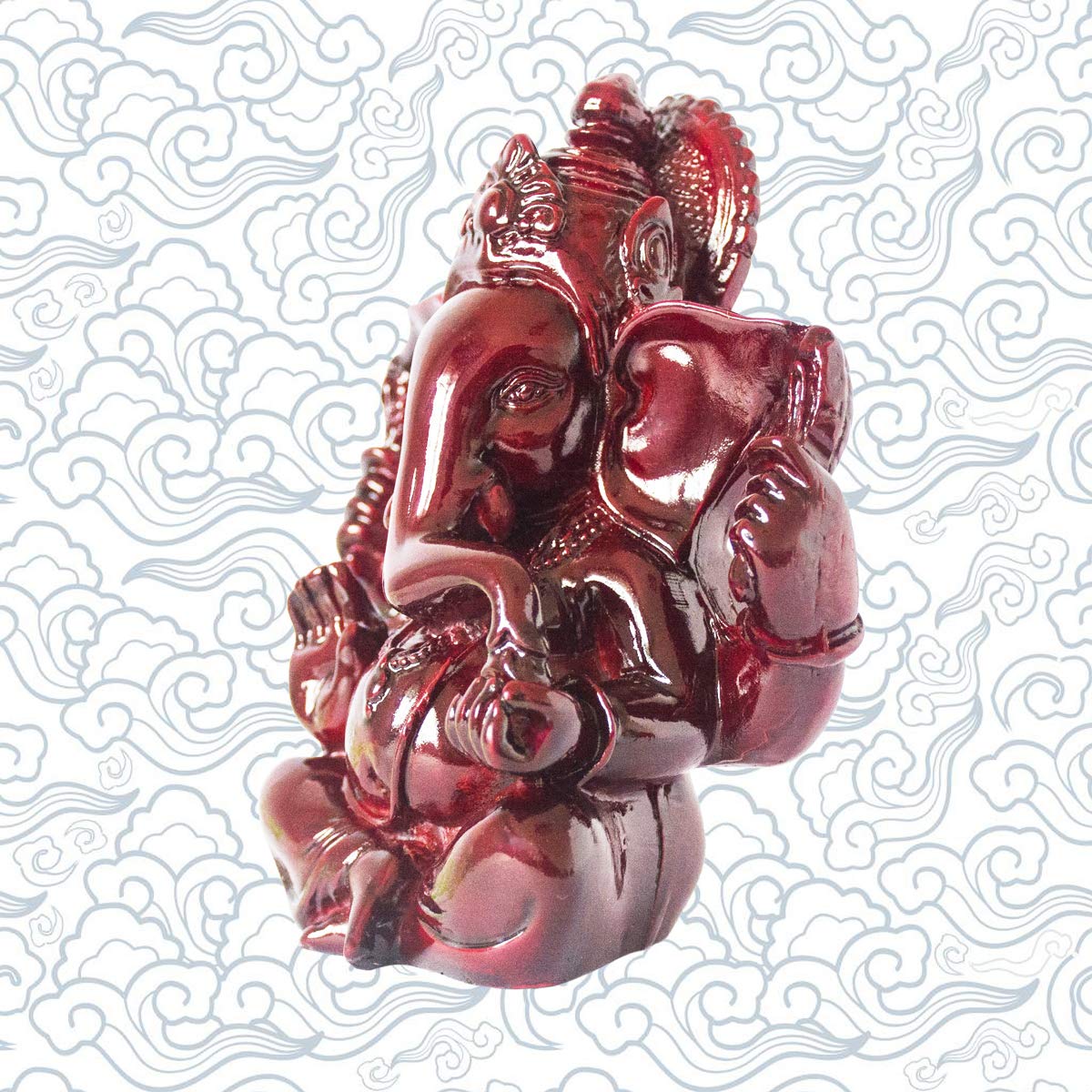 Addune Hindu God Lord Ganesha Idol Statue Indian Elephant Buddha Ganesh Sculpture Blessing Home Pooja Diwali Decor Good Luck (Dark Red)