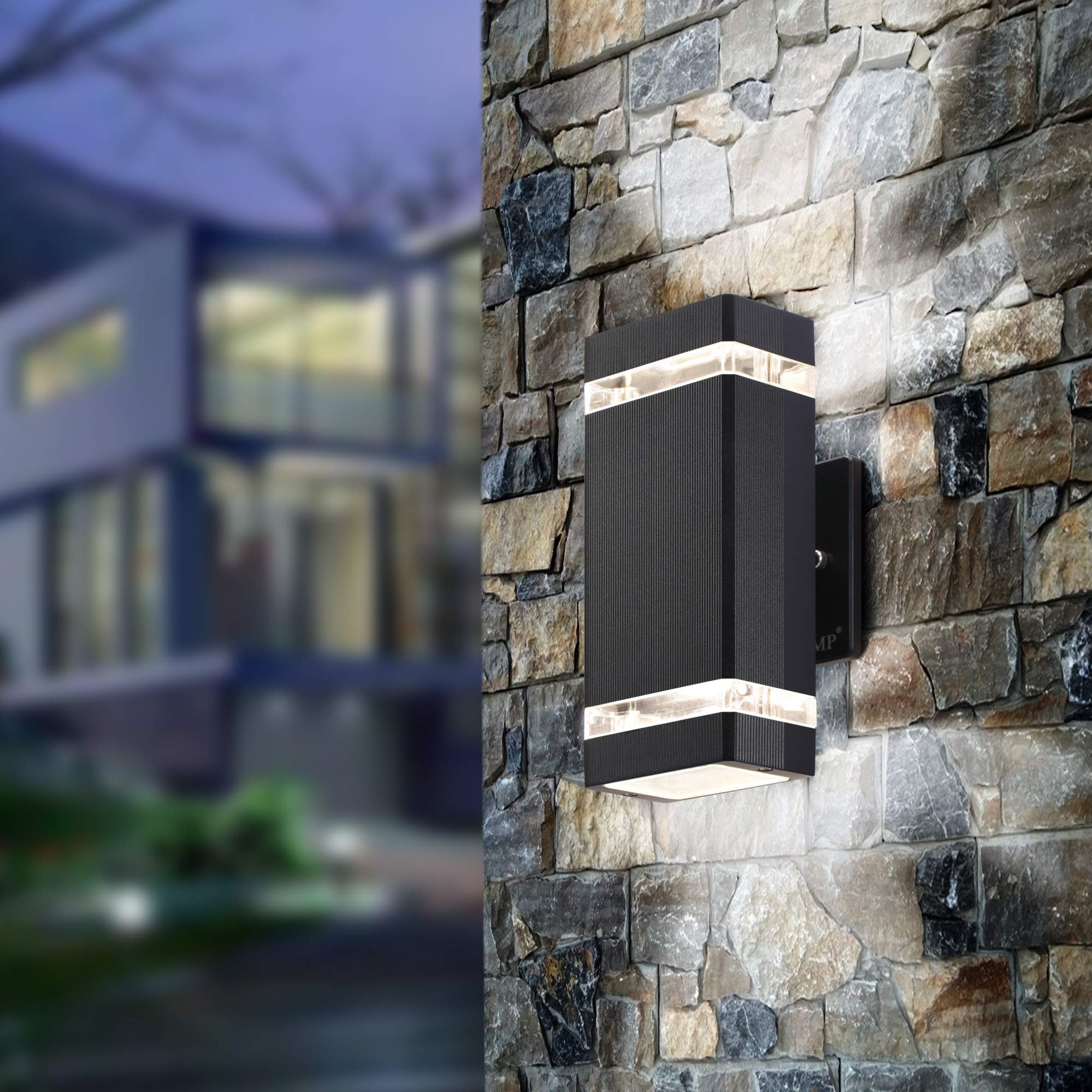 LMP 4 Pack LED Square Up and Down Lights Outdoor Wall Light，Body in Aluminum Waterproof Outdoor Wall Lamps，3000k 5W with Certificate ETL