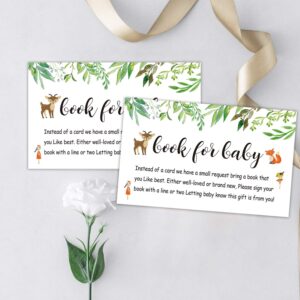 50 Pack Books for Baby Shower Request Cards, Woodland Floral Books for Baby Insert Cards, Baby Shower Invitation Inserts