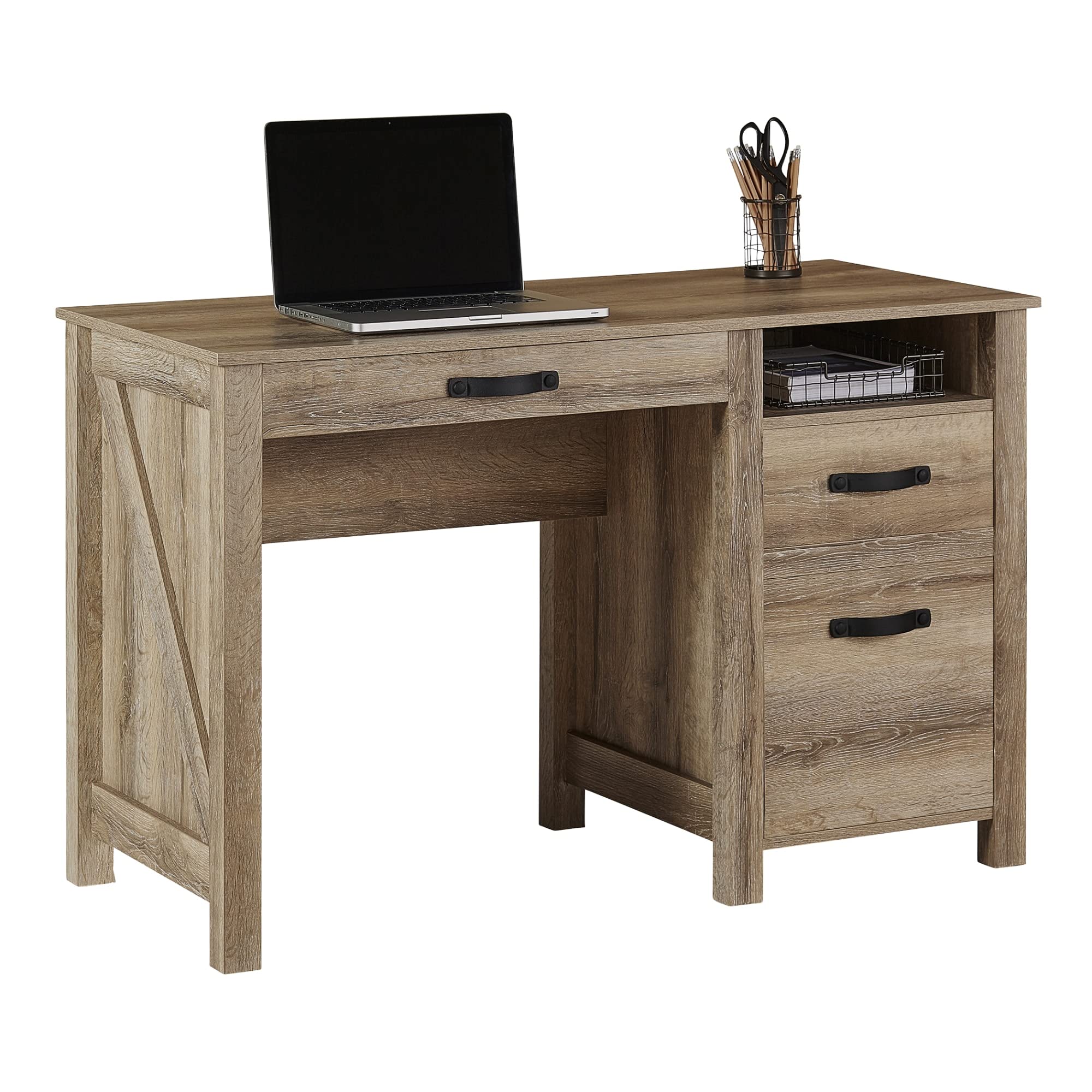 Realspace® Plank 47" W Writing Desk, Coastal Oak