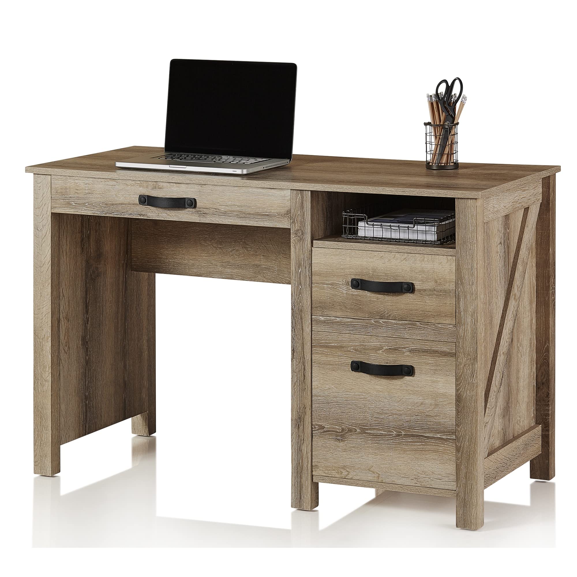 Realspace® Plank 47" W Writing Desk, Coastal Oak