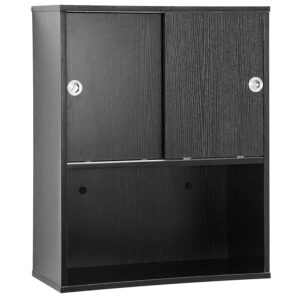 barberpub wall mounted barber shampoo station storage cabinet salon beauty spa equipment for barber salon shop(black) 7136