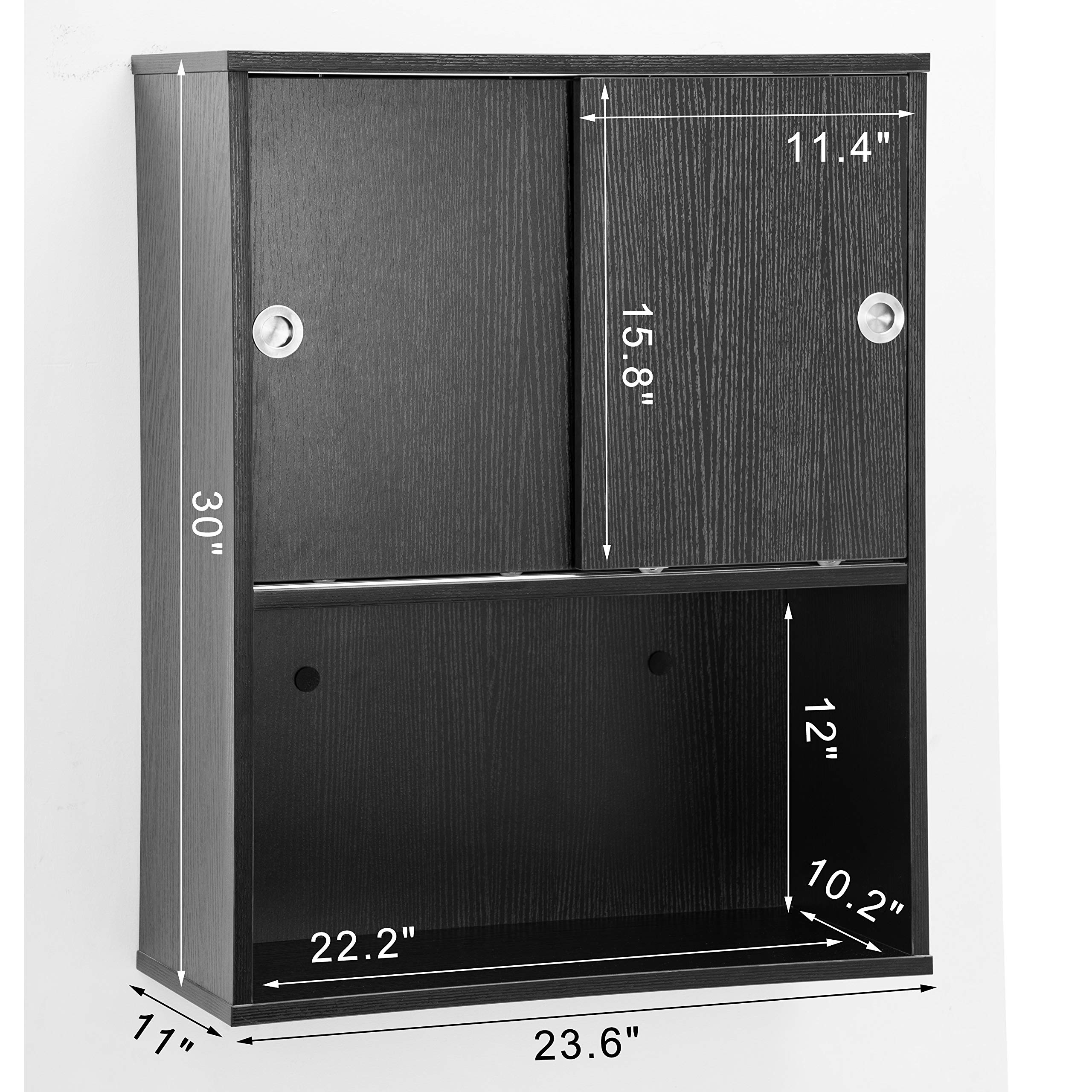 BarberPub Wall Mounted Barber Shampoo Station Storage Cabinet Salon Beauty Spa Equipment for Barber Salon Shop(Black) 7136