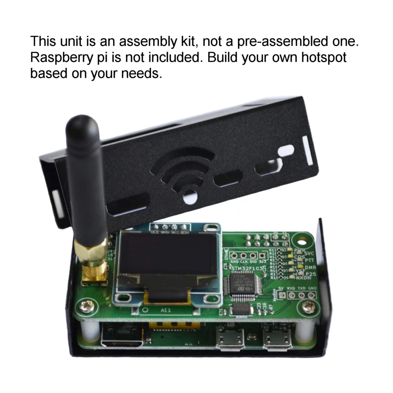 AURSINC MMDVM Hotspot Board (V1.5.2) + Antenna + OLED Display Aluminium Case Support UHF C4FM YSF NXDN DSTAR P25 DMR Fully Assembled and Tested (Raspberry pi not Included)