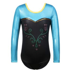 xfgirls long sleeve leotards for girls gymnastics biketards kids glitter ballet dance unitards 11-12y