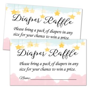 antgiftshop little star baby shower diaper raffle cards, twinkle little star diaper raffle ticket, gender neutral baby shower girl or boy diaper raffle tickets.