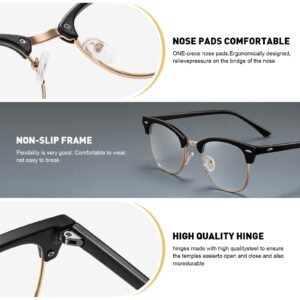 AOMASTE Blue Light Blocking Glasses Vintage Half Frame UV Clear Lens Anti Eyestrain Computer Gaming Glasses for Women Men