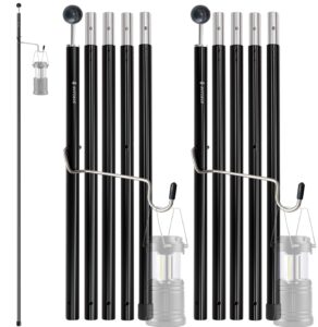 sutekus aluminum poles tarp poles replacement accessories 5 section multifunction aluminum rod with lantern hook for camping shelters canopy support 2 poles (black)